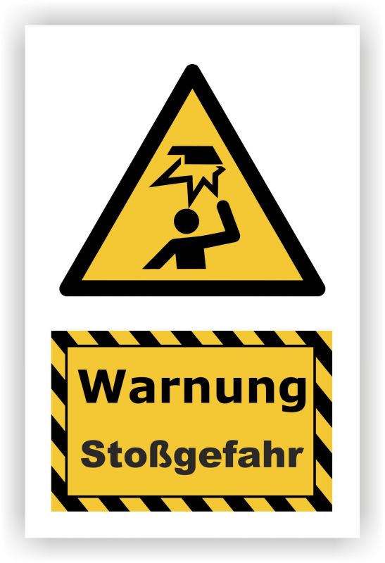 Kombi-Warnschild »Stoßgefahr« — 13 × 20 cm